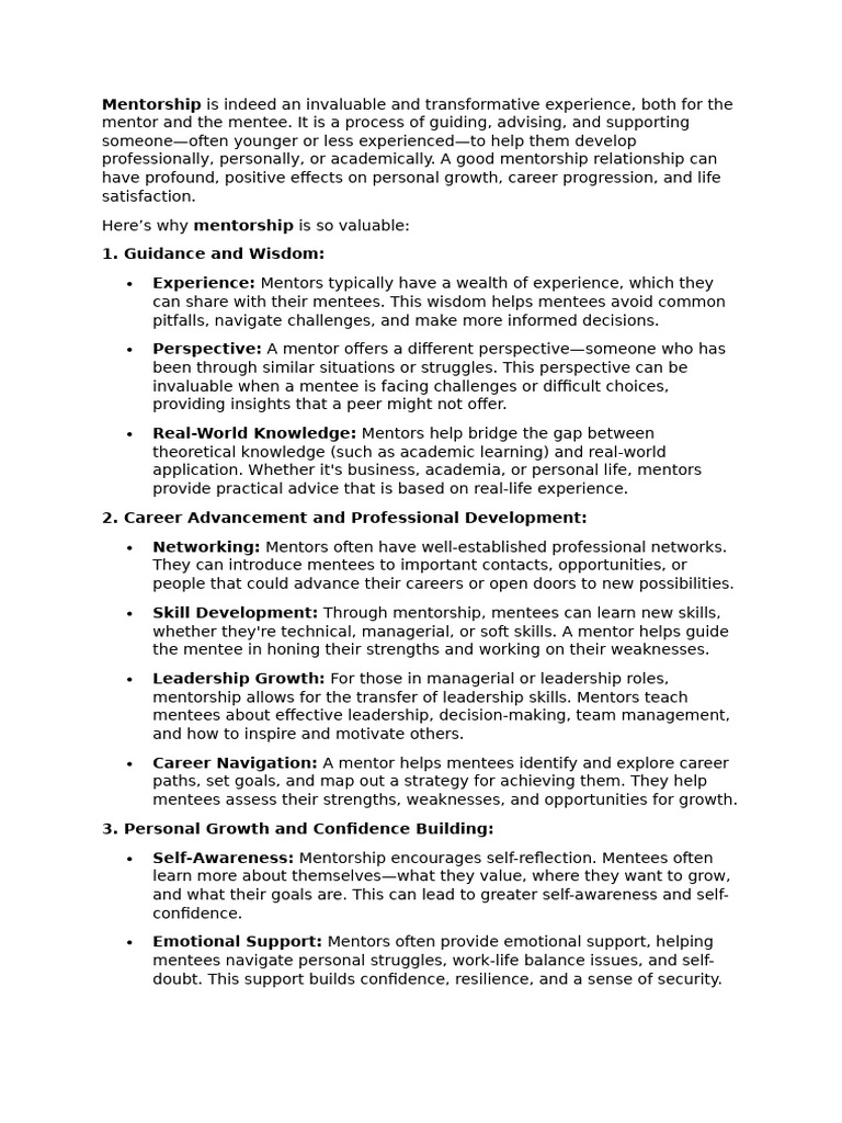 Mentorship Pdf Mentorship Social Psychology