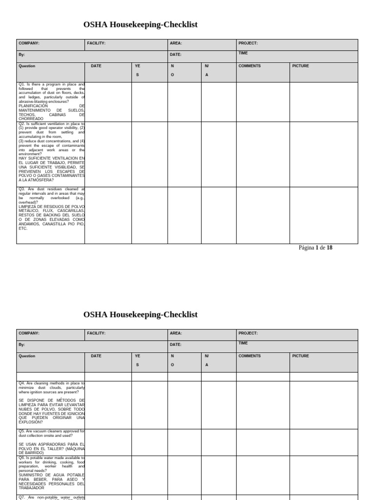 10 OSHA Housekeeping-Checklist | PDF