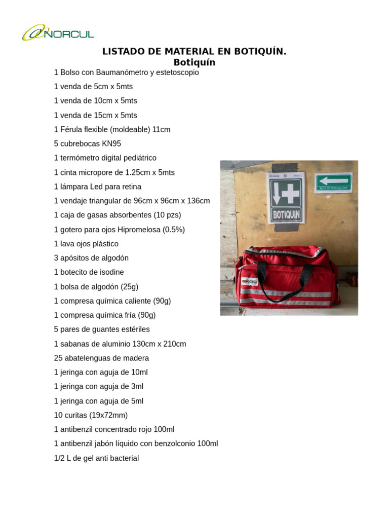 Material Esencial para Botiquín Médico | PDF