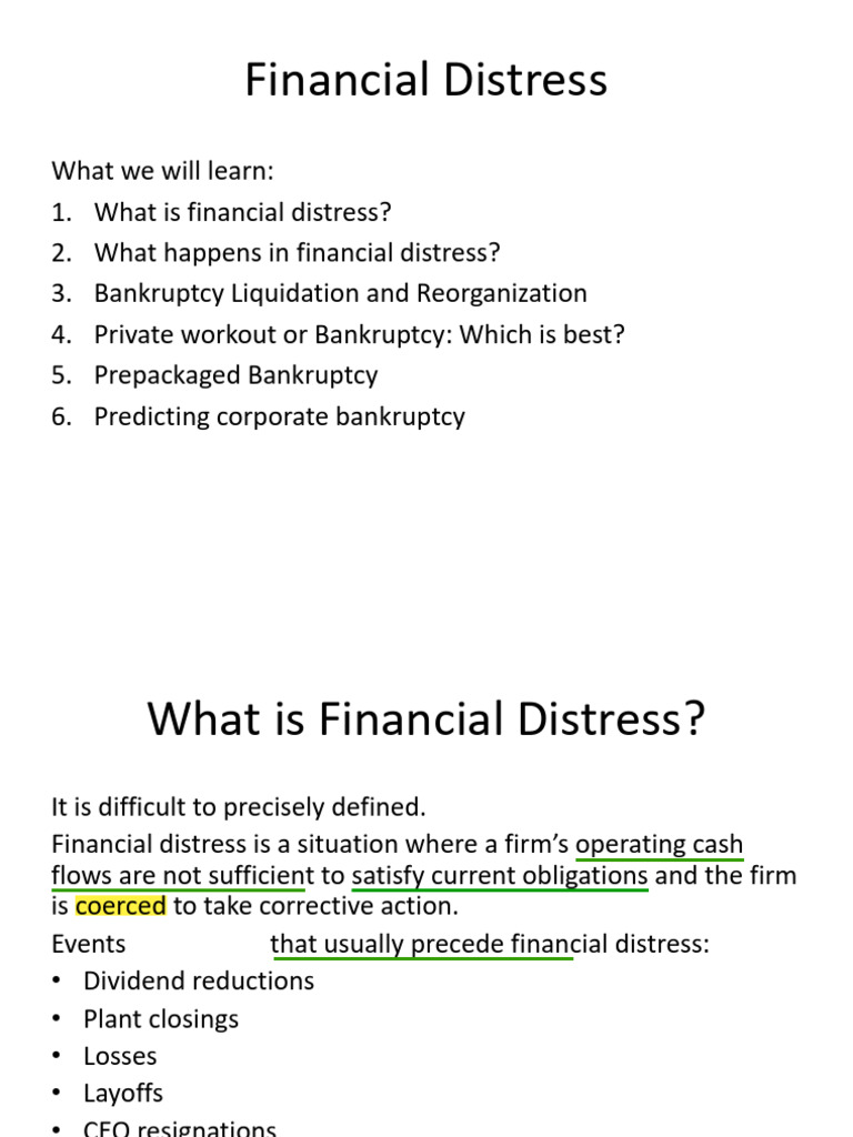 Understanding Financial Distress and Bankruptcy | PDF | Bankruptcy ...