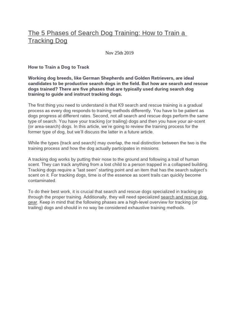 The 5 Phases of Search Dog Training | PDF | Dogs | Subspecies Of Canis ...