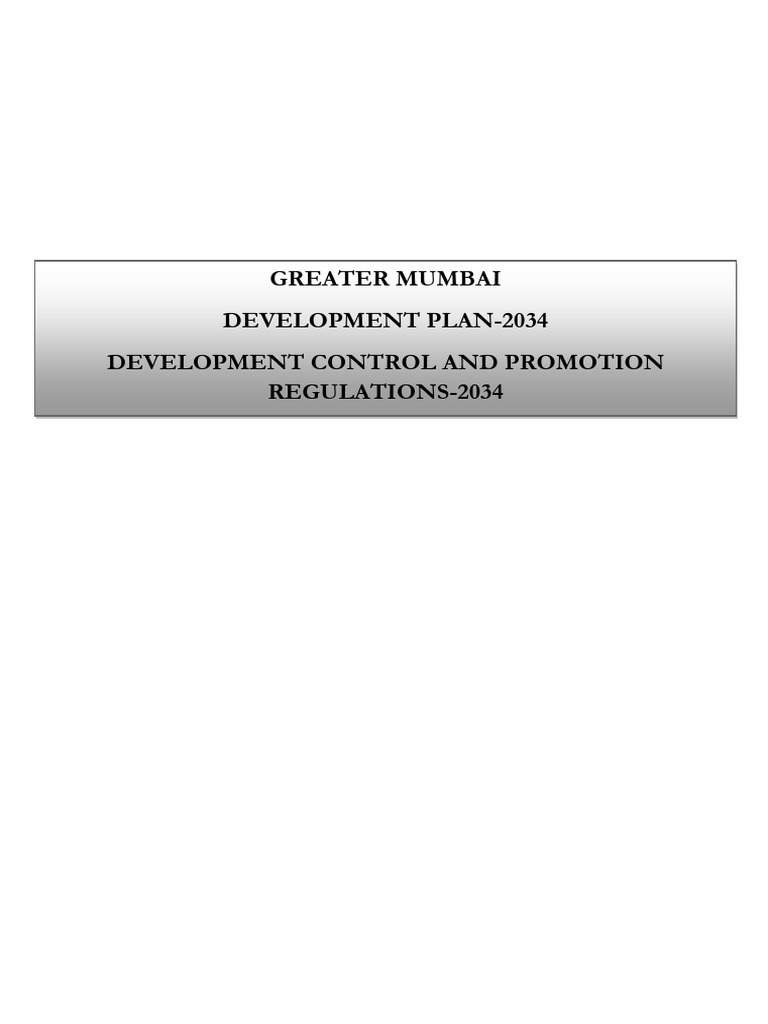 Greater Mumbai Development Plan-2034 Development Control and Promotion ...