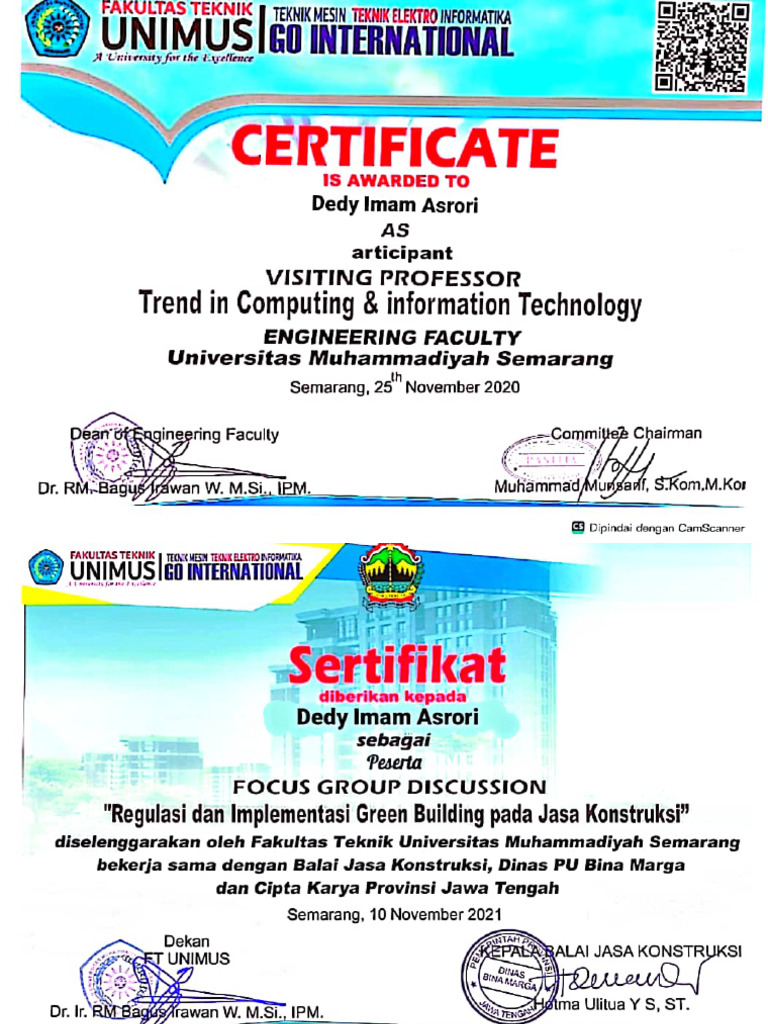 7 Sertifikat Seminar Fakultas Dedy | PDF