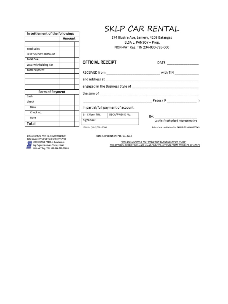 Receipt Sample | PDF | Receipt | Government Finances