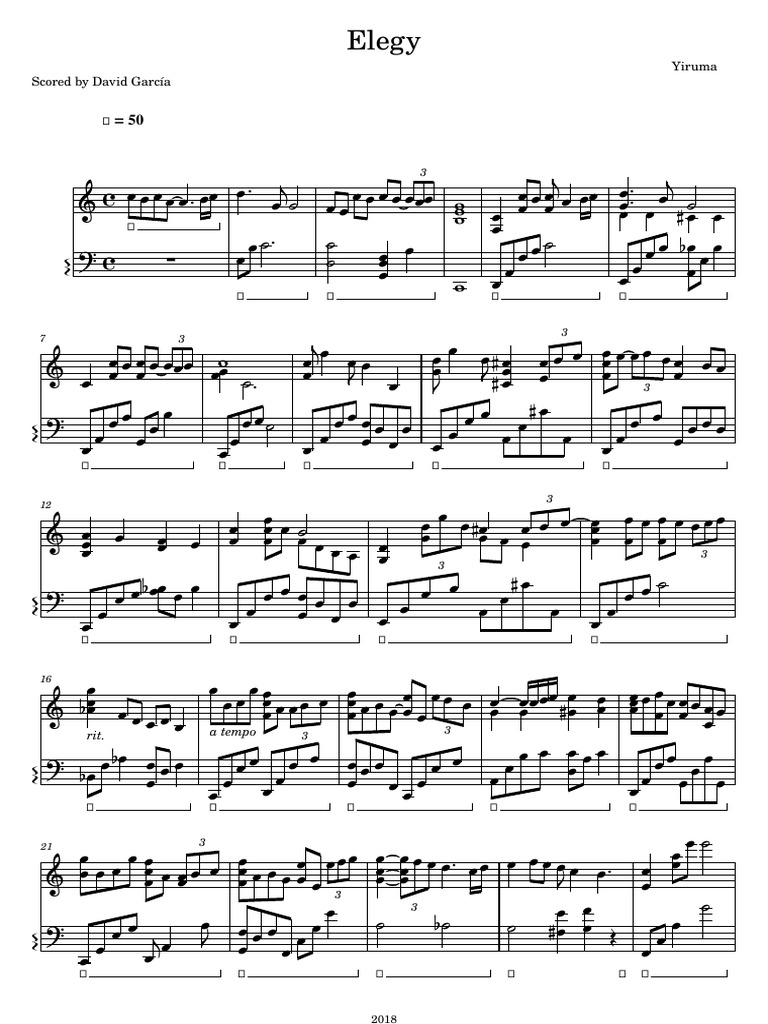 Yiruma's Elegy Sheet Music Score | PDF