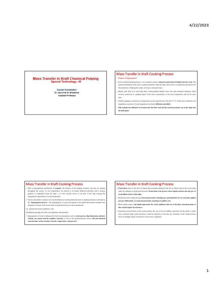 Kraft Pulping Mass Transfer Guide | PDF | Pulp (Paper) | Lignin