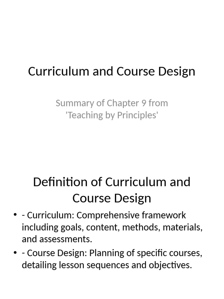 Curriculum and Course Design | PDF