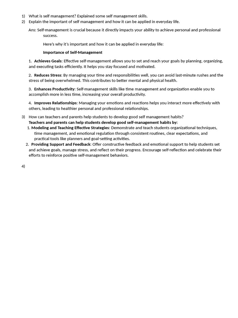 What Is Self Management | PDF