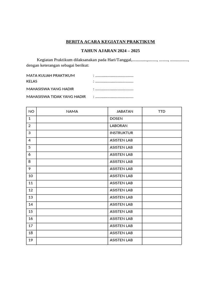 009 Form Praktikum | PDF