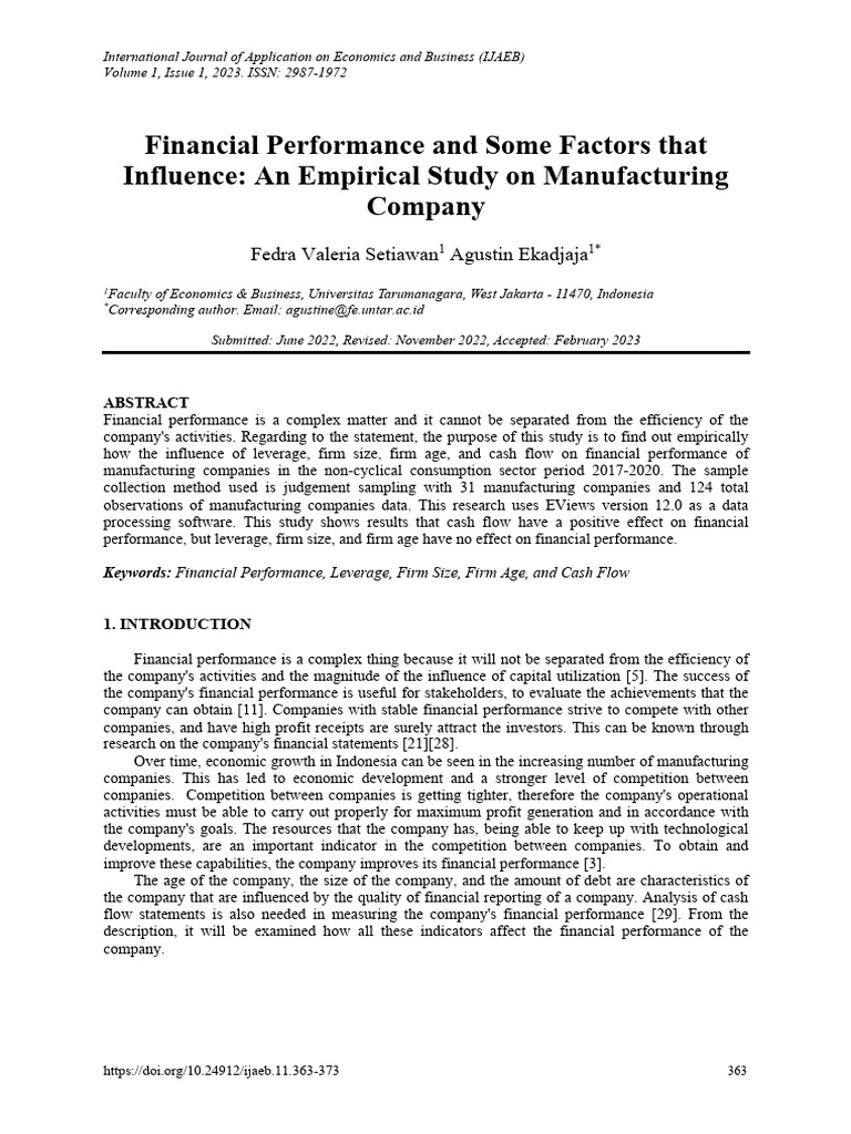 Financial Performance and Some Factors That Influe | PDF | Regression ...