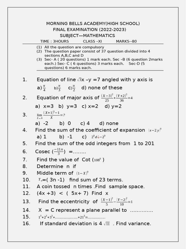 CLASS 11 MATHS | PDF | Trigonometric Functions | Discrete Mathematics