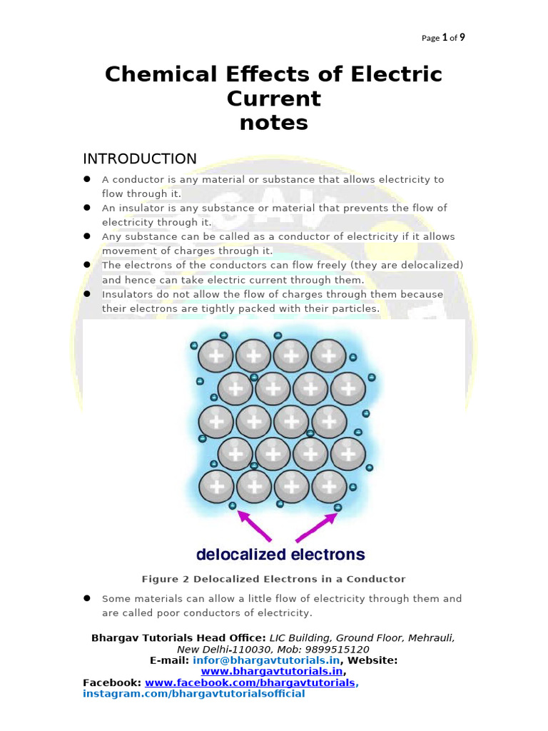 Chemical Effects of Electric Current (NOTES) | PDF | Electric Current ...