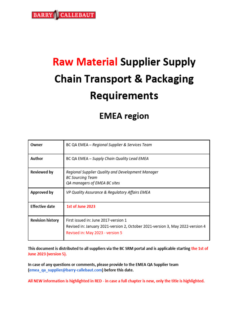 Supplier Supply Chain Requirements - May2023version5 | PDF | Pallet