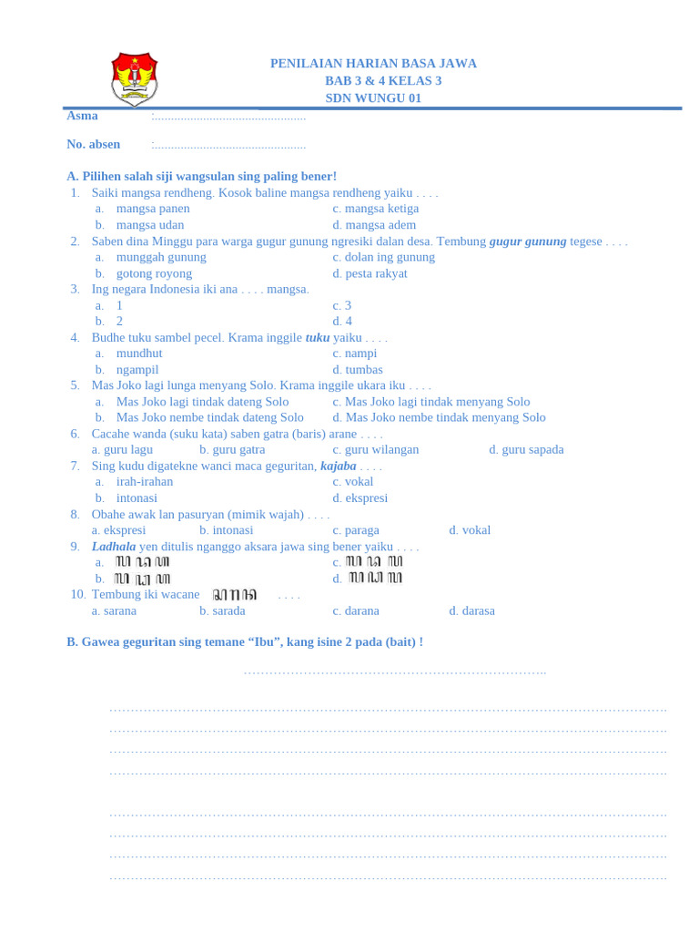 PH BASA JAWA_KLS 3_GEGURITAN | PDF