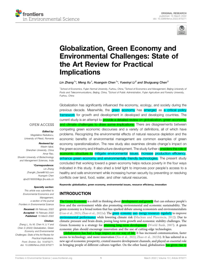 Globalization and Green Economy Review | PDF | Climate Change ...