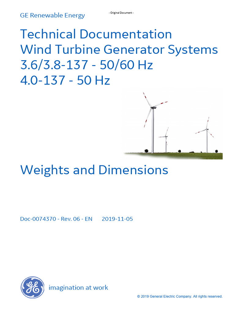 Weights and Dimensions 3.6-4.0-DFIG-137-xxHz 3MW EN Doc-0074370 r06 | PDF | General Electric ...