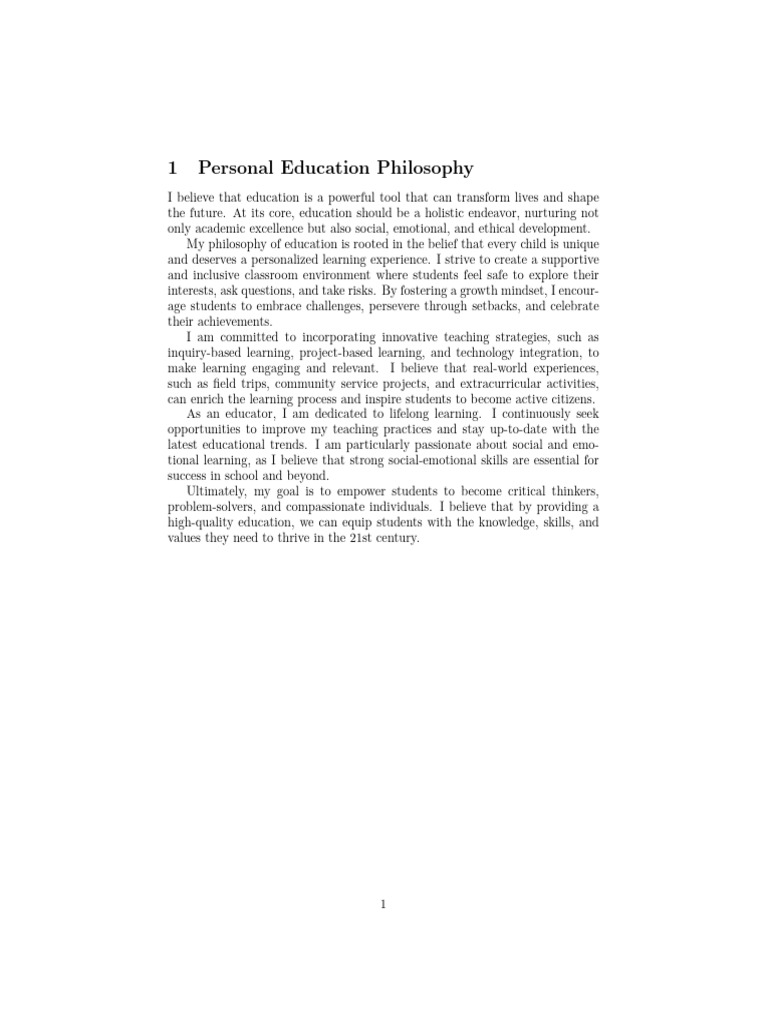 Personal Educational Philosophy (1) | PDF