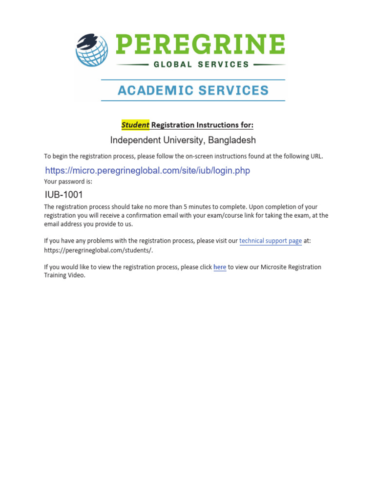 IUB Student Registration Instructions | PDF