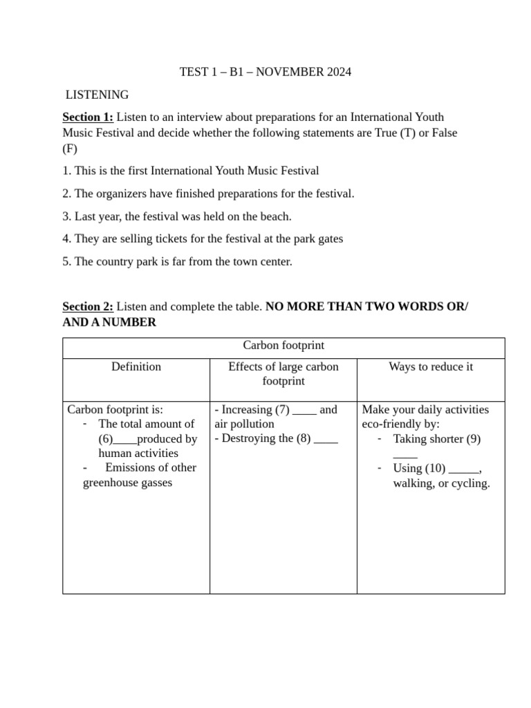 TEST 1 | PDF | Carbon Footprint | Invention