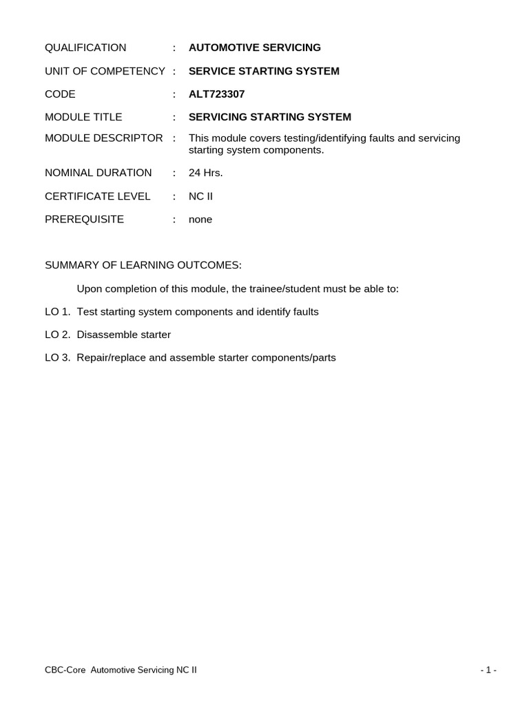 Starter System Service and Repair Guide | PDF | Methodology | Electricity