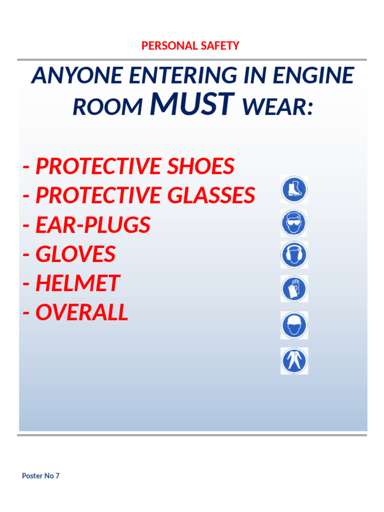 Engine Room Safety Gear Requirements | PDF