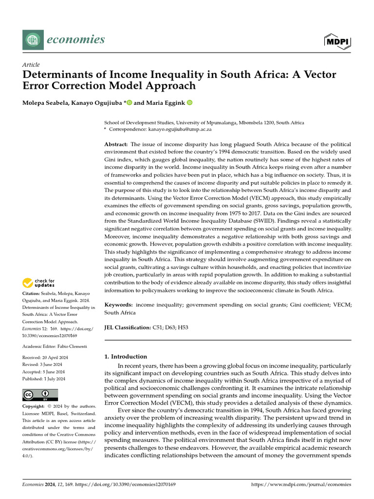 economies-12-00169-v2 | PDF | Economic Inequality | Discrimination & Race Relations