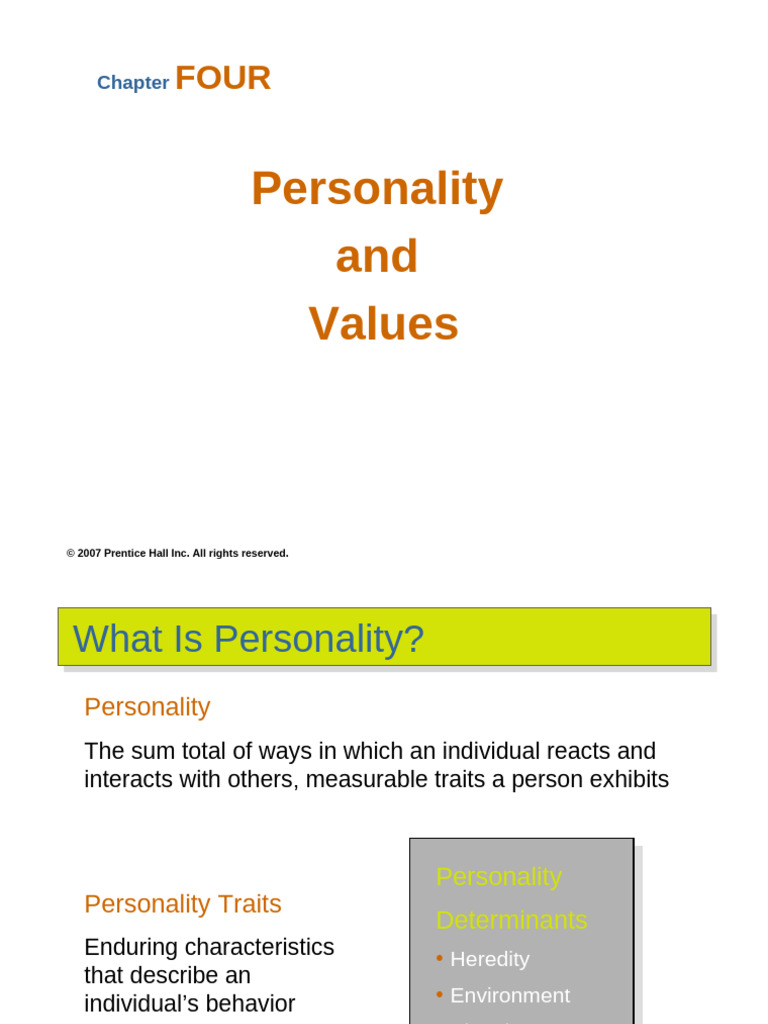 OB12 - 04in - Personality and Values | PDF | Narcissism | Extraversion And Introversion