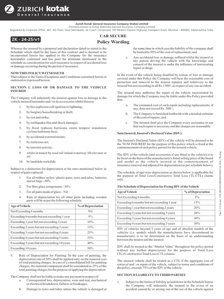 Car Insurance Policy Overview | PDF | Indemnity | Insurance