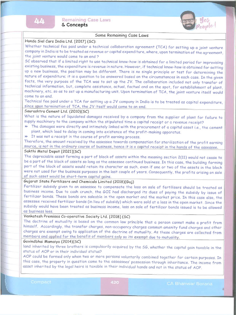 Case Laws on Capital vs Revenue Expenditure | PDF | Capital Gain ...
