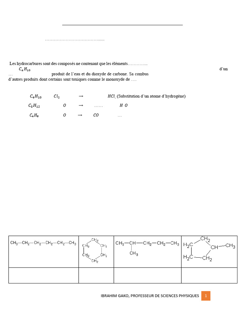 Exercice sur les hydrocarbures en L2 | PDF | Alcane | Sciences physiques