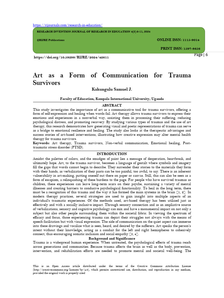 Art As A Form of Communication For Trauma Survivors (WWW - Kiu.ac - Ug ...