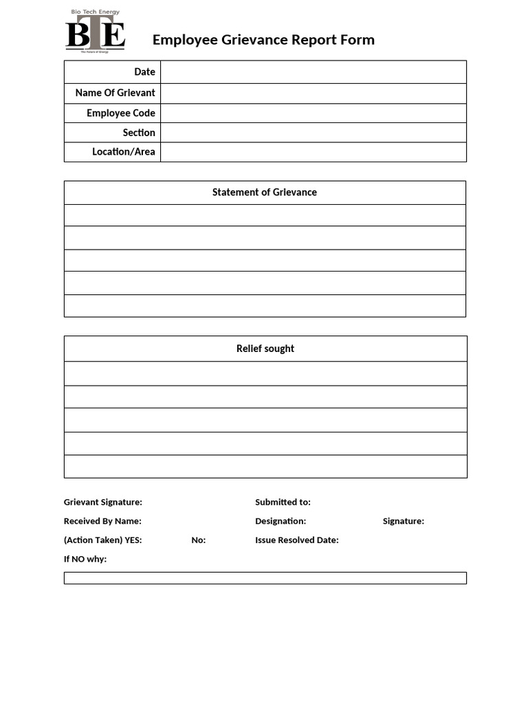Employee Grievence Report Form | PDF