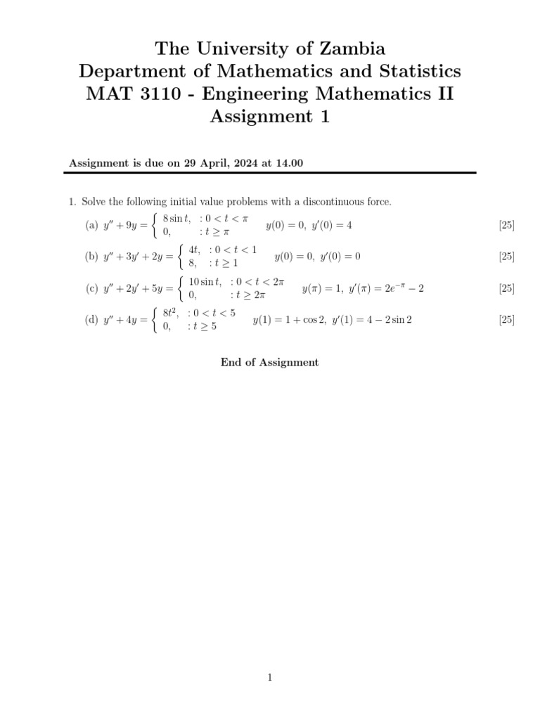 Mat_3110_Assignment_1_2023_24 | PDF Mat_3110_Assignment_1_2023_24 | PDF