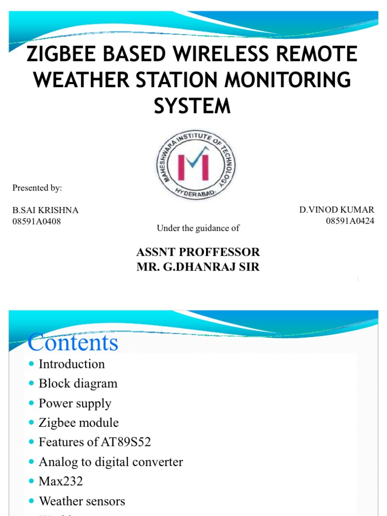 Zigbee Based Wireless Remote Weather Station Monitoring System | PDF ...