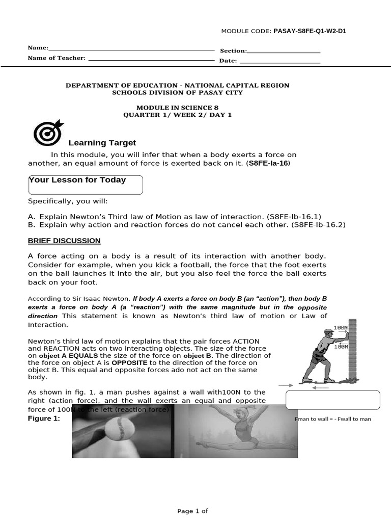 SCIENCE 8 - Q1 - W2 | PDF | Potential Energy | Force