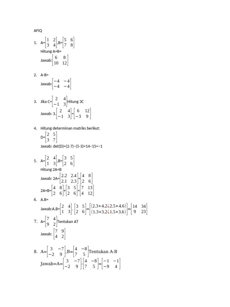 Remed MTK Wajib Matriks | PDF