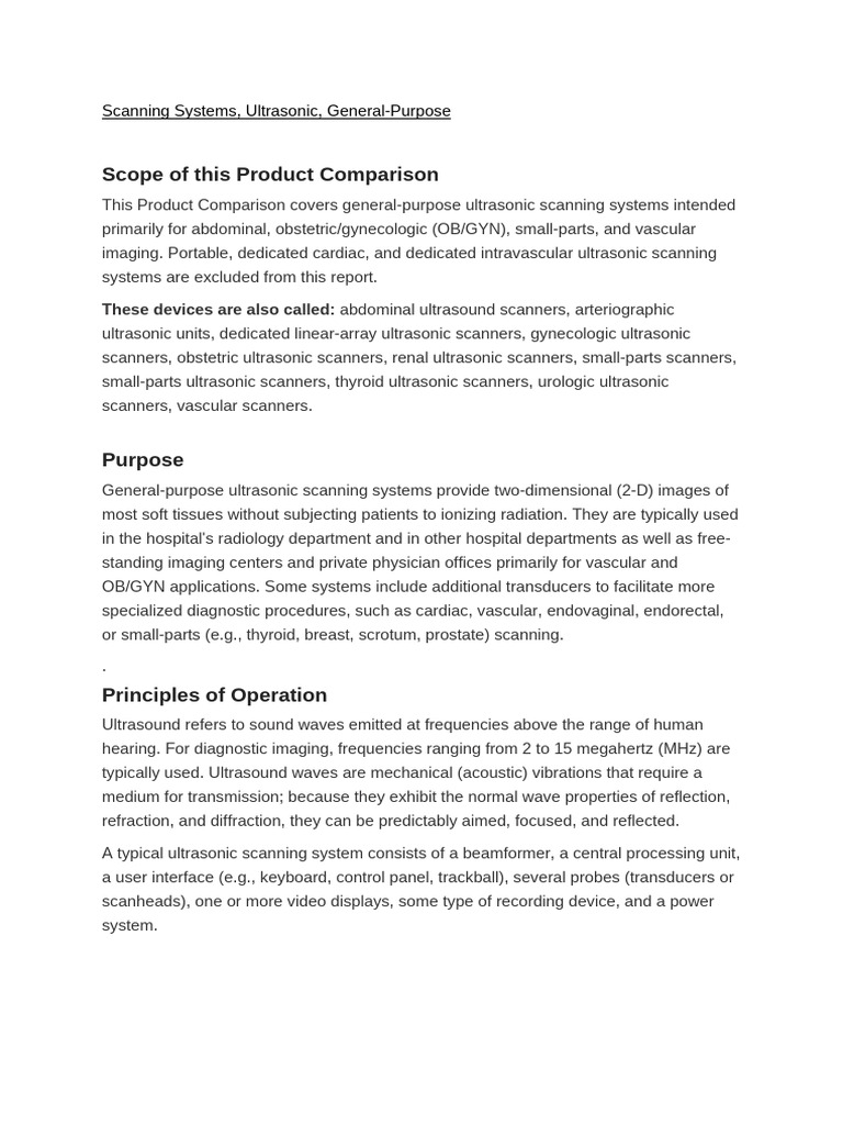 Scanning Systems, Ultrasonic, General-Purpose | PDF | Medical ...