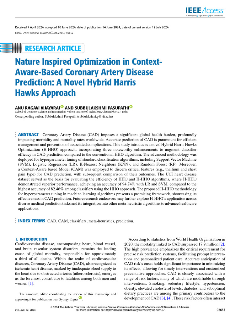 Nature Inspired Optimization in Context-Aware-Based Coronary Artery ...