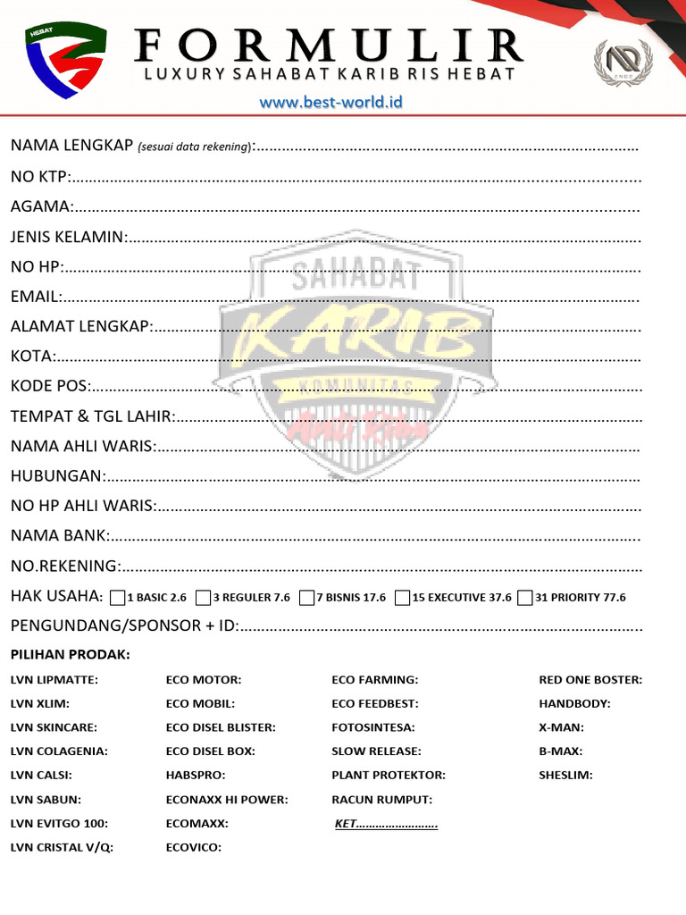 FORM BEST PRODUK | PDF