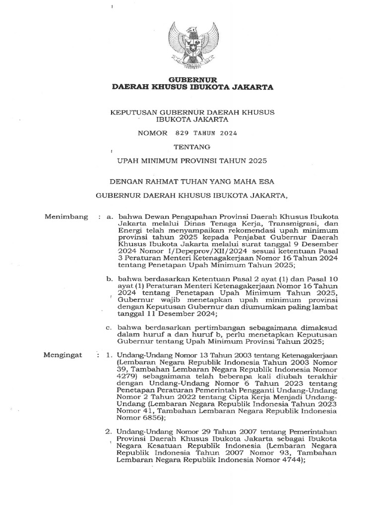 DKI Jakarta SK UMP 2025 | PDF