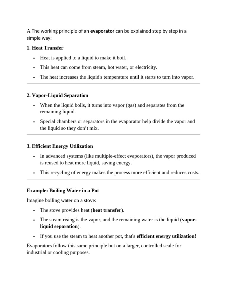 A The Working Principle of An Evaporator Can Be Explained Step by Step ...