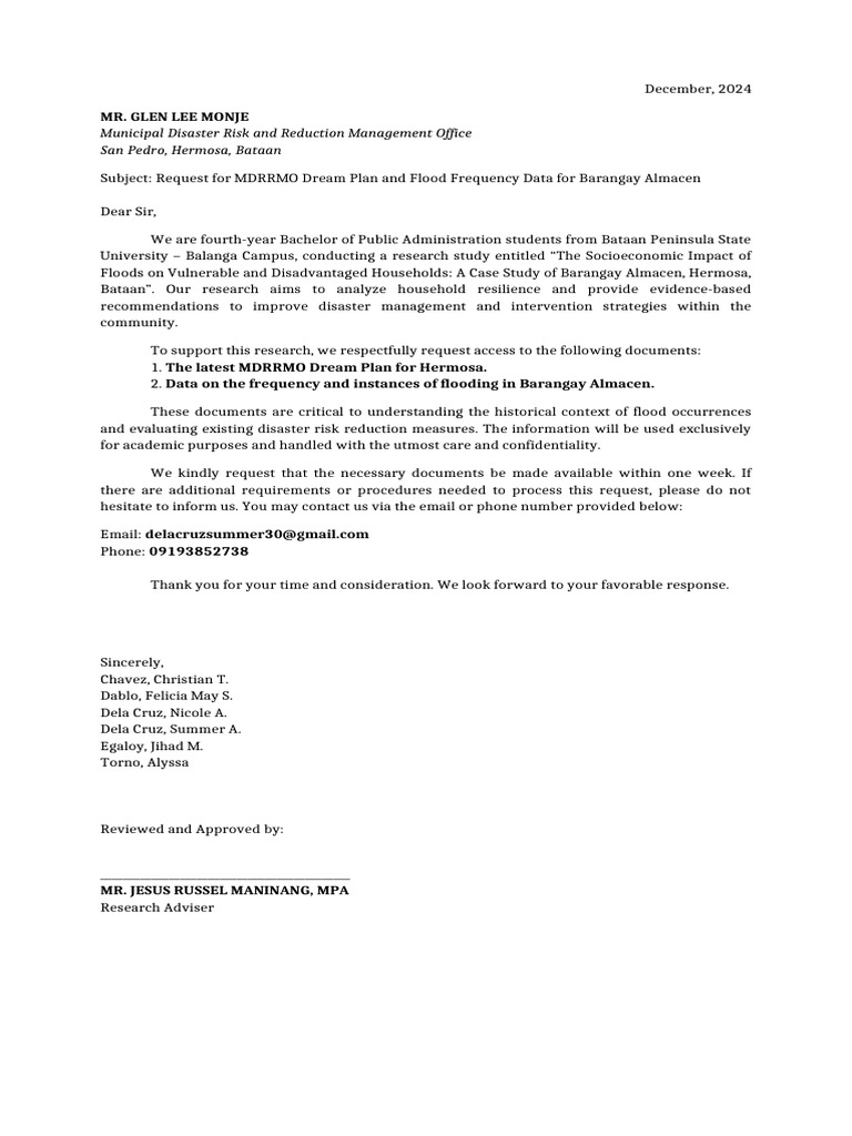 MDRRMO Letter | PDF