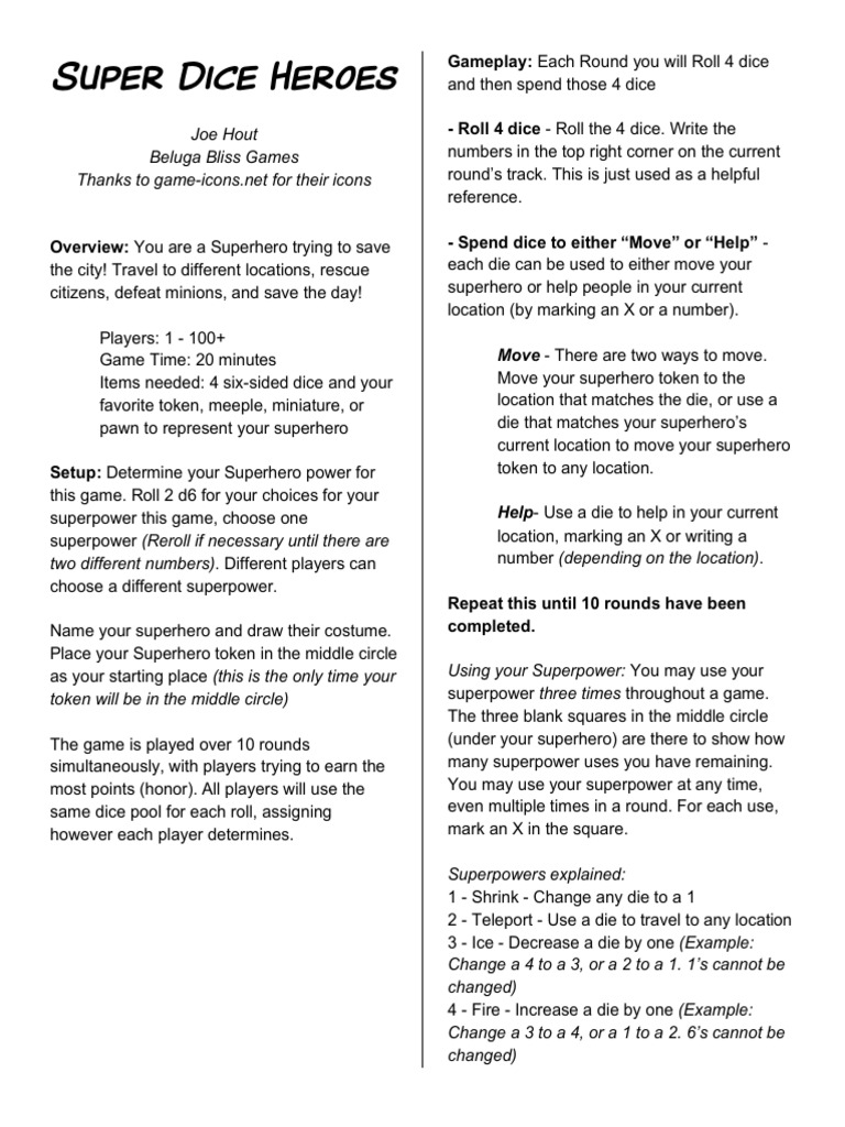 Super Dice Heroes Rules Formatted | PDF | Gaming