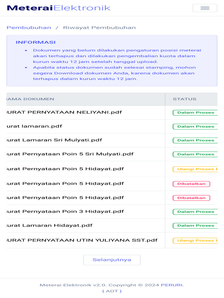 Meterai Elektronik - Riwayat Pembubuhan 2 | PDF