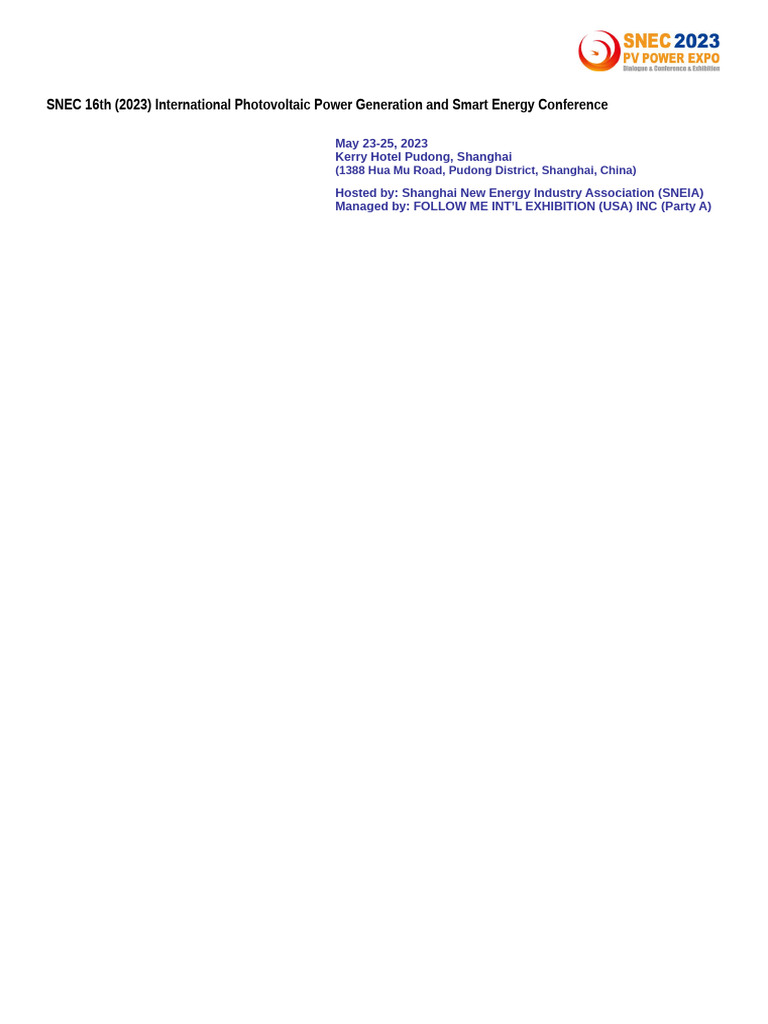 SNEC 2023 PV Conference Registration Form | PDF