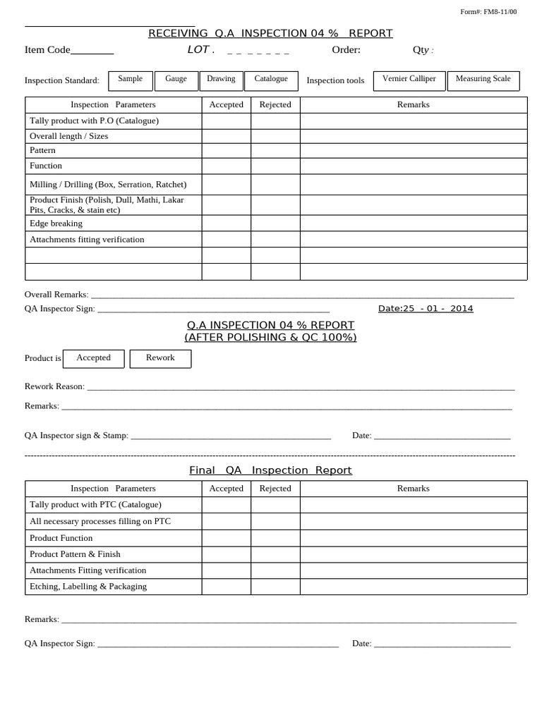 QA INSPECTION FORMS | PDF