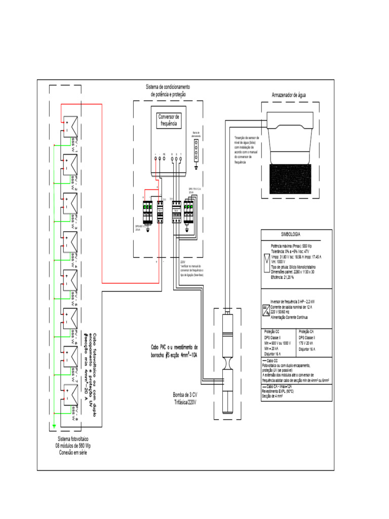 Sistema solar de bombeamento de água - 3CV-Layout1 | PDF | Corrente alternada | Eletromagnetismo