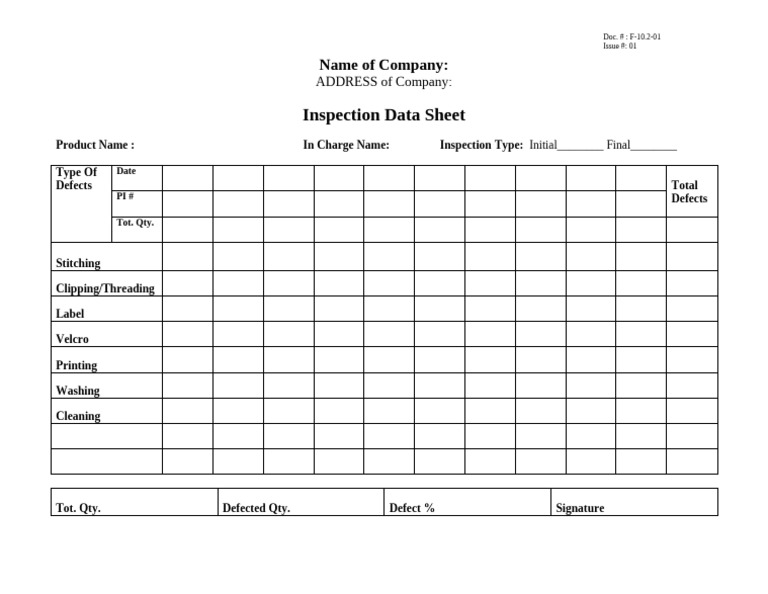 Material Inspection Data Sheet | PDF