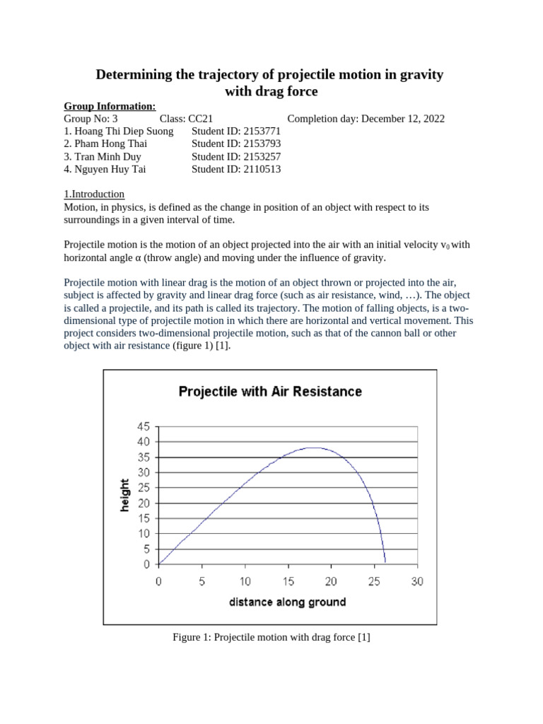 Determining The Trajectory of Projectile Motion in Gravity | PDF ...