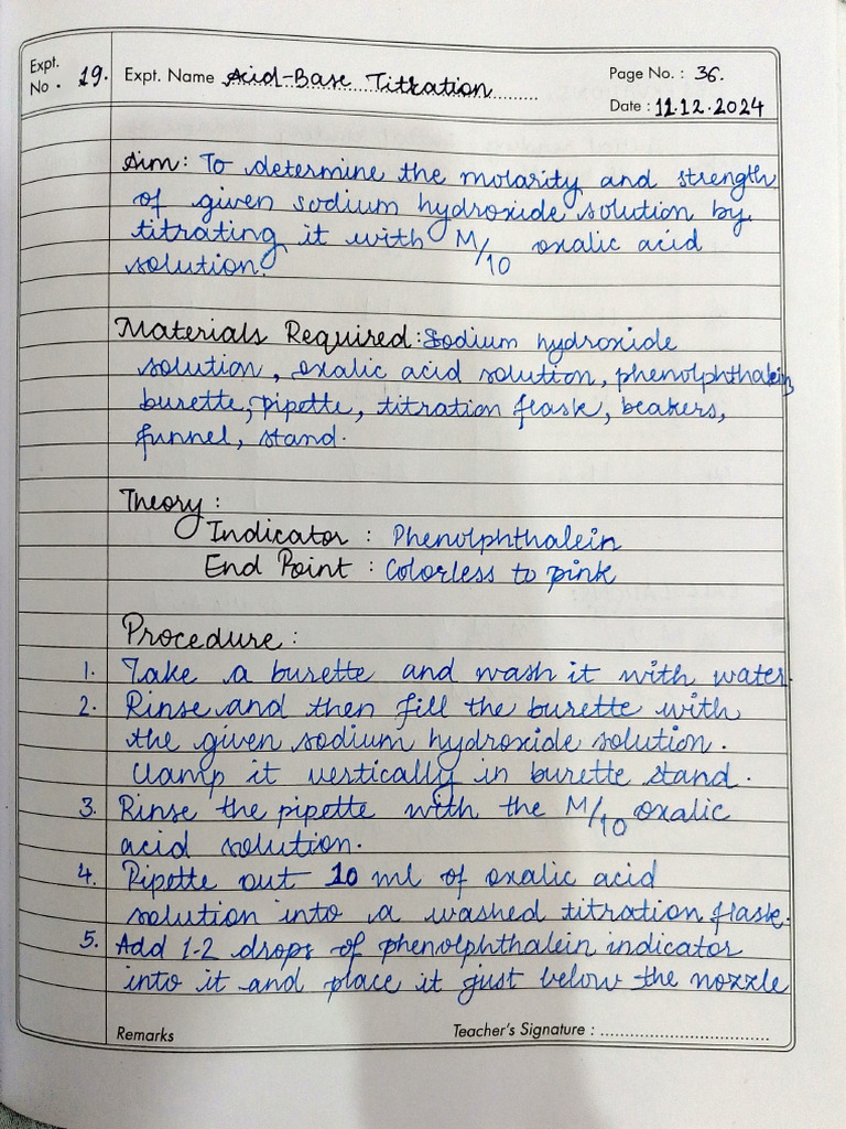 Sodium Hydroxide Titration Experiment | PDF